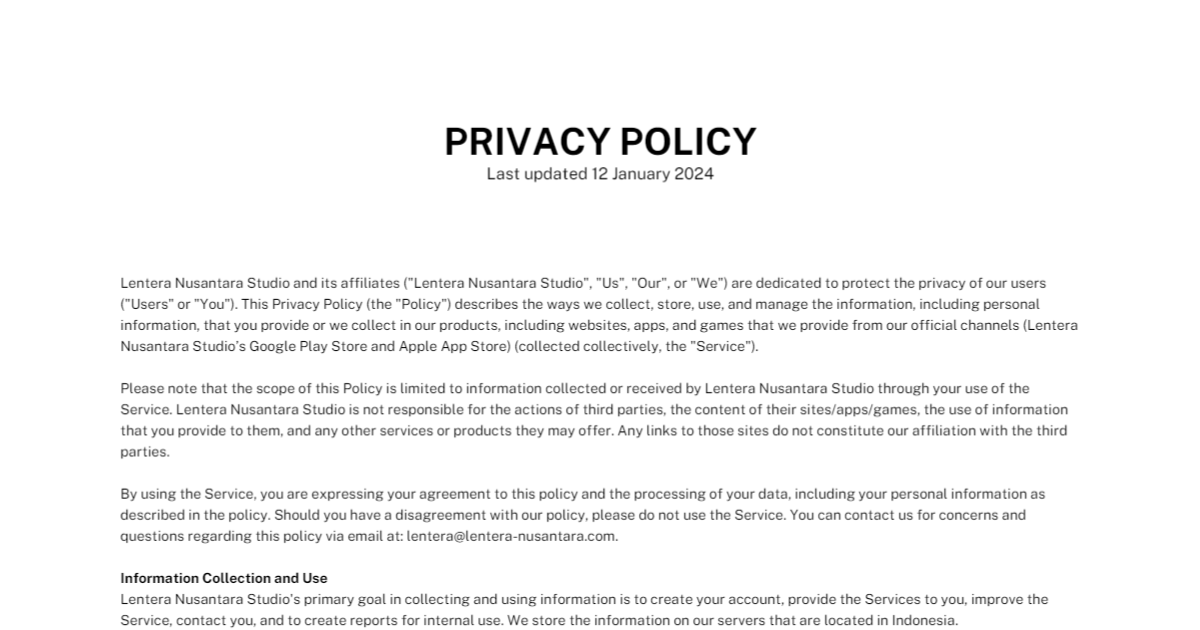 Lentera Mobile Games Privacy Policy